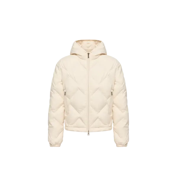 Moncler Arvouinne Hooded Triangle-quilted Short Down Jacket - White
