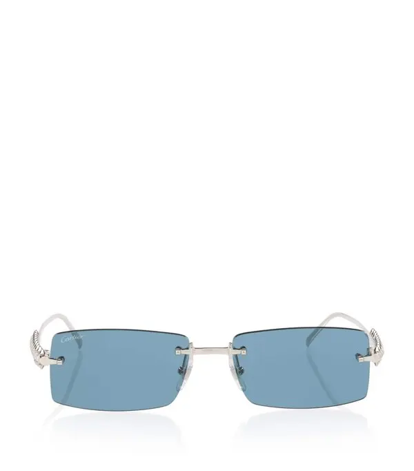 Cartier Clash De Rimless Rectangle Sunglasses - Silver