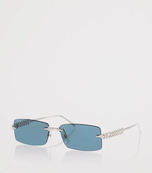 Cartier Clash De Rimless Rectangle Sunglasses - Silver