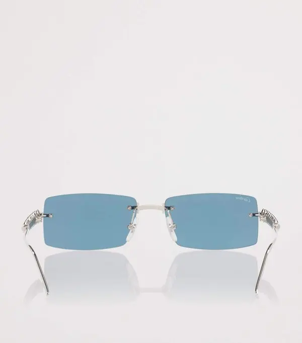 Cartier Clash De Rimless Rectangle Sunglasses - Silver