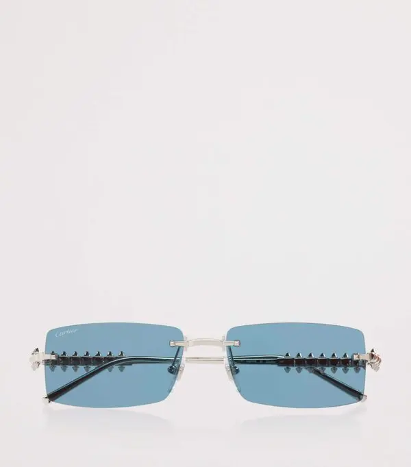 Cartier Clash De Rimless Rectangle Sunglasses - Silver