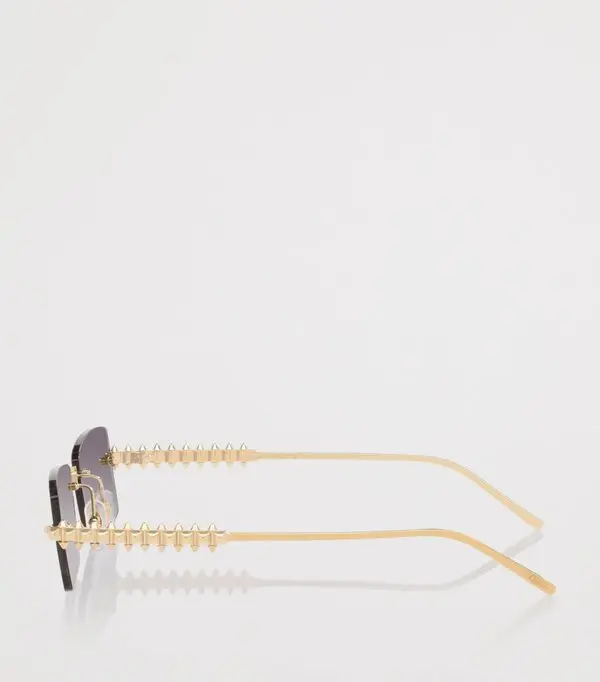 Cartier Clash De Rimless Rectangle Sunglasses - Gold