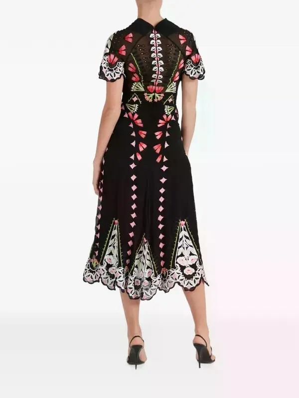 TEMPERLEY LONDON Rosalba Floral Embroidered Midi Dress - Black