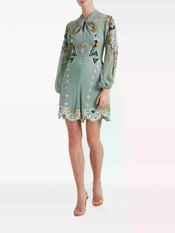 TEMPERLEY LONDON Embroidered Scalloped-edge Mini Dress - Green