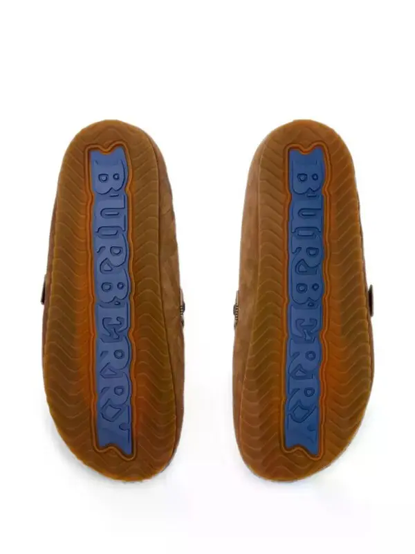 Burberry Check Pattern Buckle-fastening Slippers - Brown