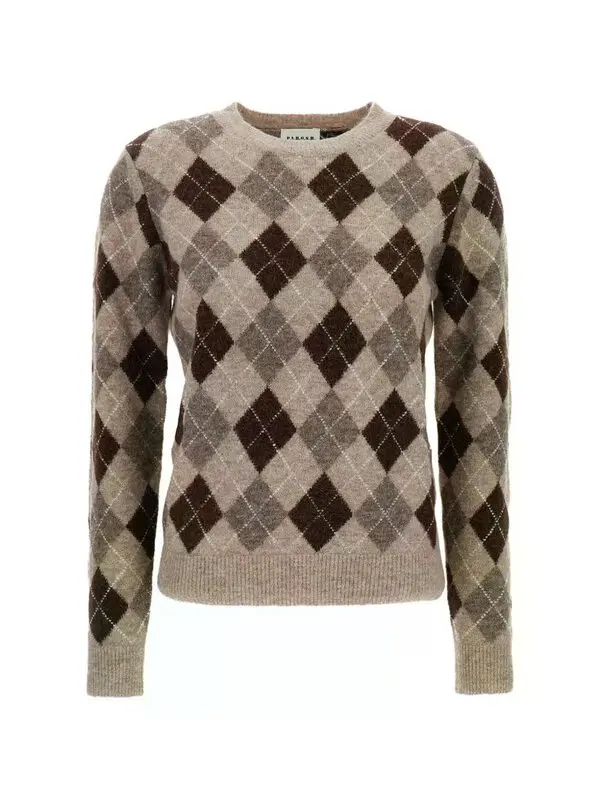 P.a.r.o.s.h Argyle Knit Crew Neck Jumper - Neutrals