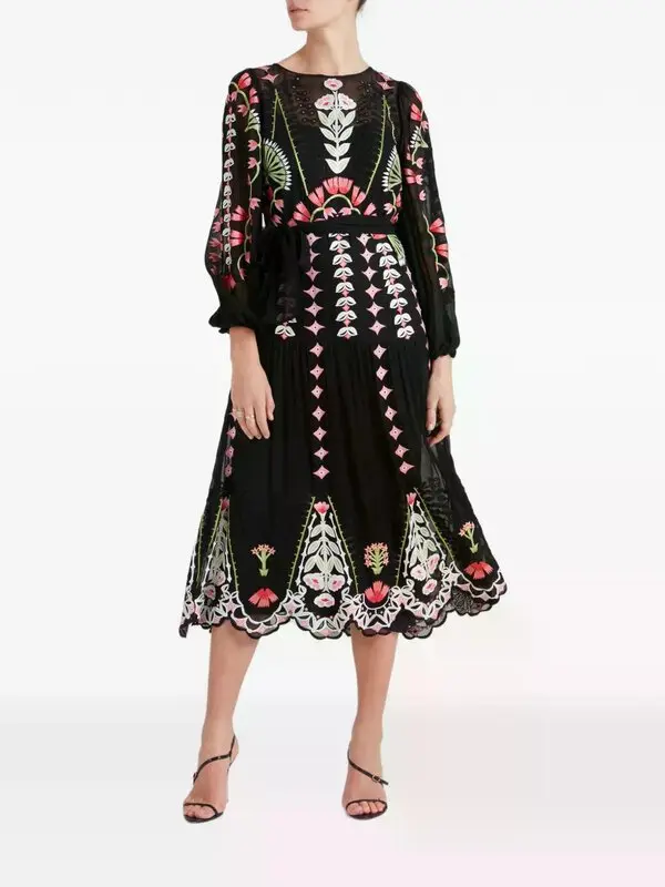 TEMPERLEY LONDON Embroidered Midi Dress - Black
