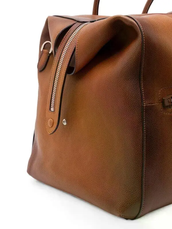 Santoni Grained Leather Holdall With Top Handles And Zip-fastening Pocket