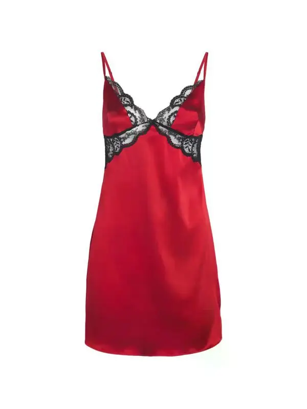 GILDA & PEARL Lace-trimmed Satin Nightdress - Red