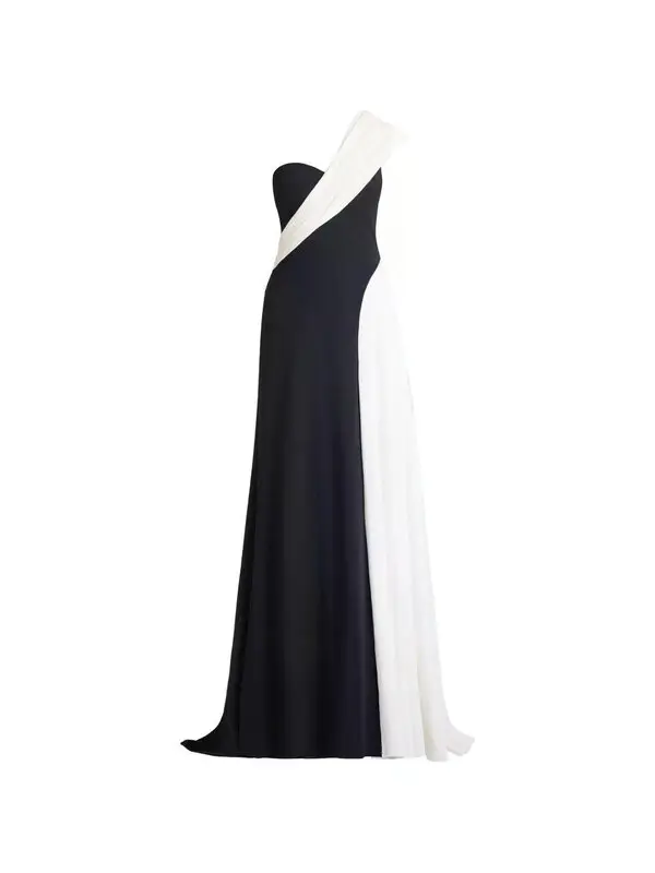 Tadashi Shoji Belman One-shoulder Draped Gown - Black