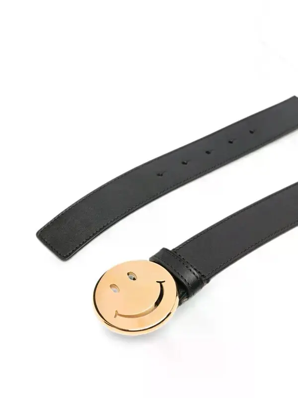 Moschino Smiley Plaque Leather Belt