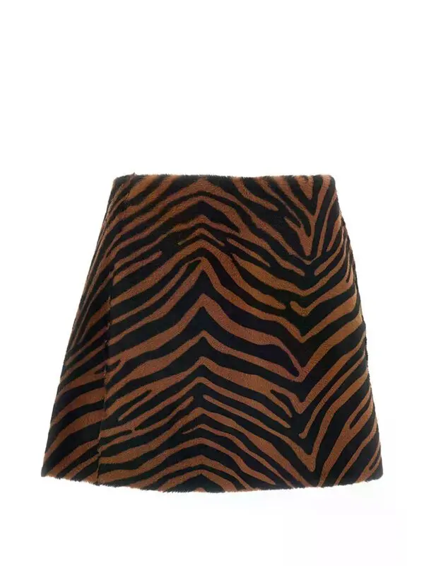 P.a.r.o.s.h Zebra-print Shearling Mini Skirt - Brown