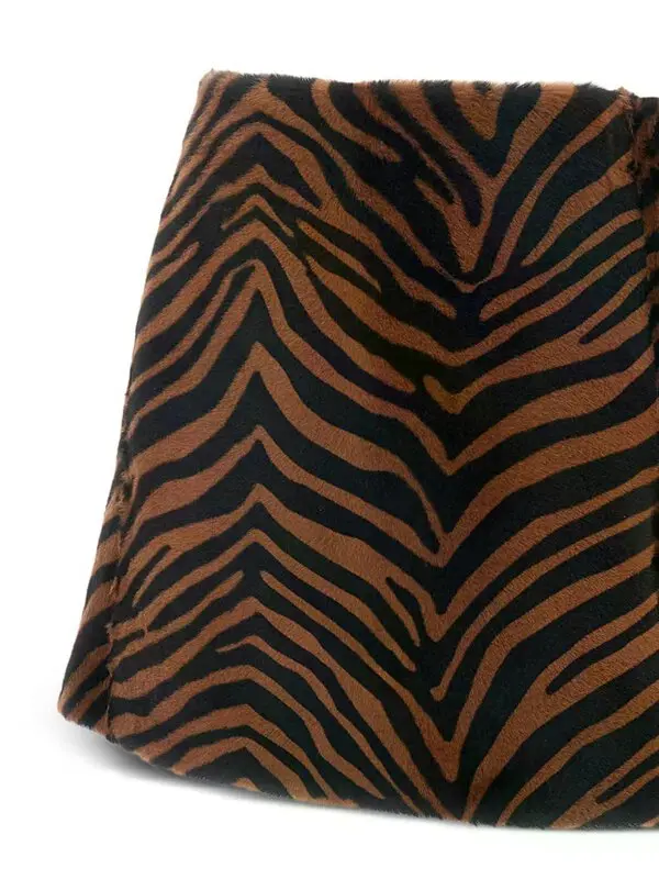 P.a.r.o.s.h Zebra-print Shearling Mini Skirt