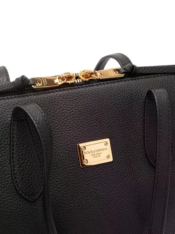 Dolce & Gabbana Logo Plaque Leather Tote Bag
