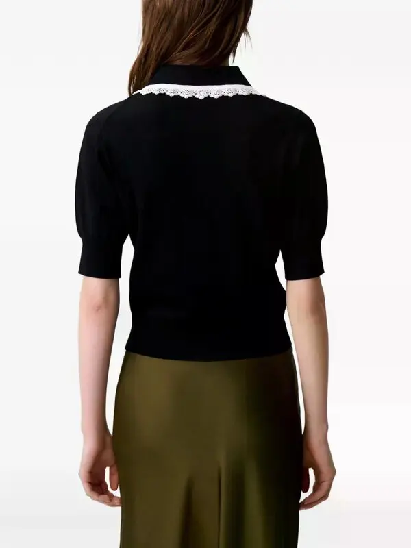 Claudie Pierlot Lace-trimmed Short-sleeve Cardigan