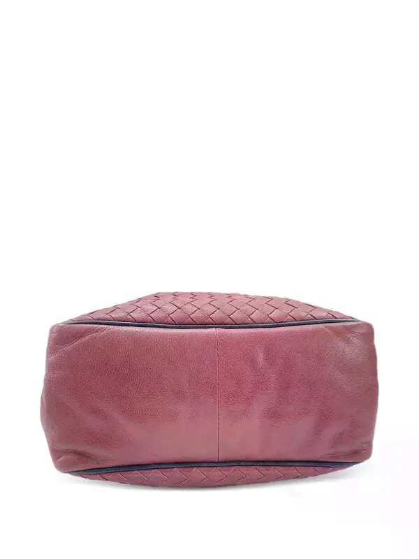 Bottega Veneta Burgundy Leather Intrecciato Handbag
