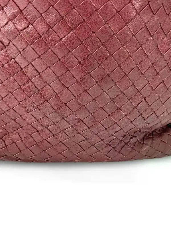 Bottega Veneta Burgundy Leather Intrecciato Handbag