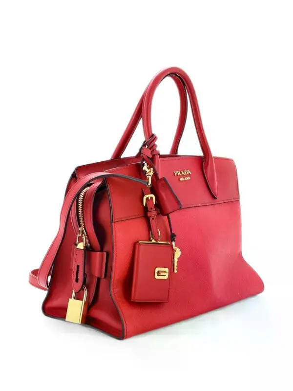 Prada Esplanade Saffiano With City Calf Medium Tote Bag - Red