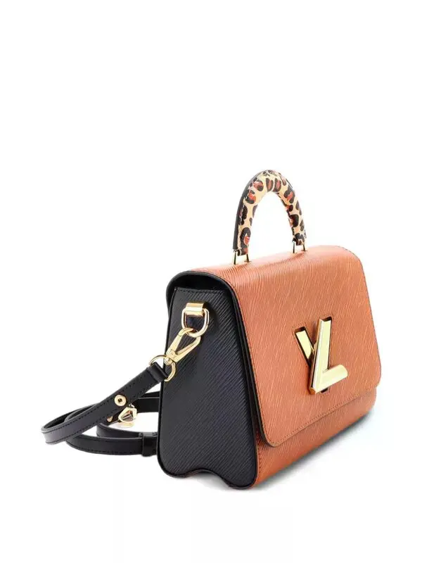 LOUIS VUITTON Twist Top Handle Bag Epi Leather Wild At Heart Leopard Print Coated Canvas Mm Satchel - Brown