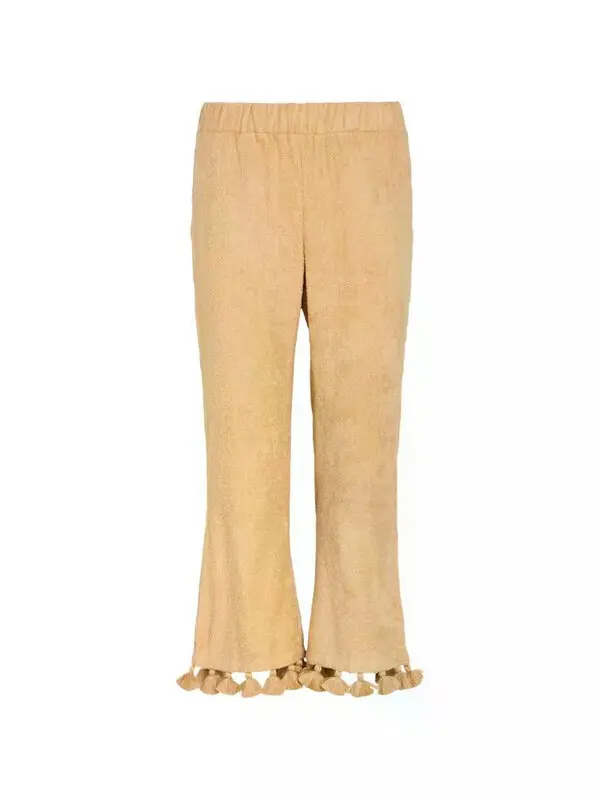 Cap D'antibes Morgane Tassel-trim Terry Cloth Trousers - Neutrals