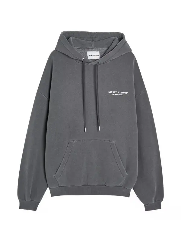 MKI MIYUKI ZOKU Logo-print Cotton Jersey Hoodie - Grey