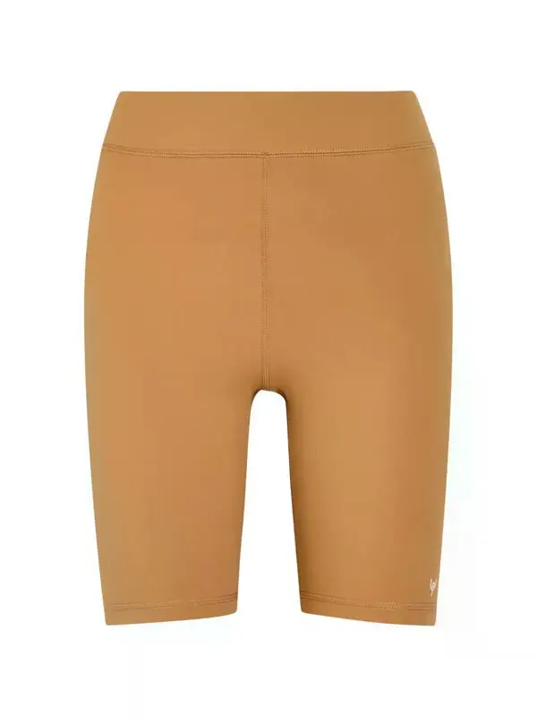 NOW YOU LIVE High-waisted Logo-print Stretch Shorts - Neutrals