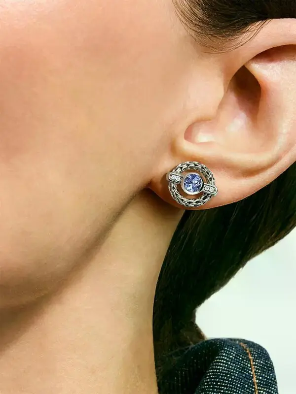John Hardy Icon Tanzanite And Diamond Stud Earrings