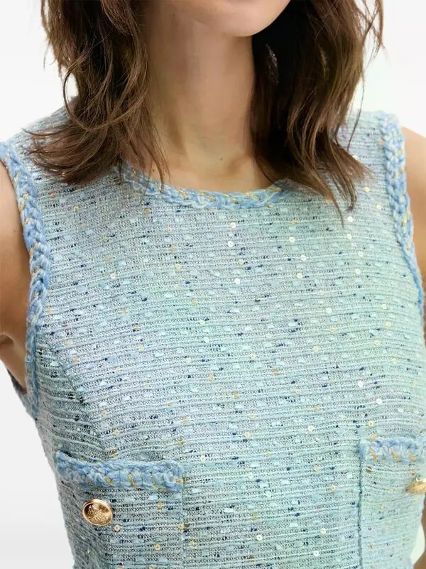Bardot Bouclé Buttoned Sleeveless Top