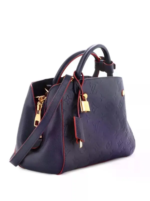 LOUIS VUITTON Montaigne Handbag Monogram Empreinte Leather Bb Satchel - Blue