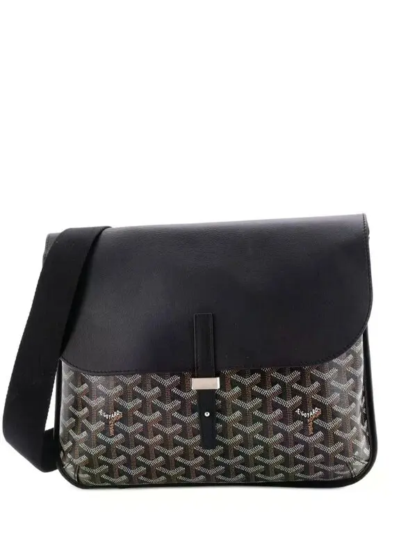 Goyard Coursier Messenger Bag In Coated Canvas And Leather - Black