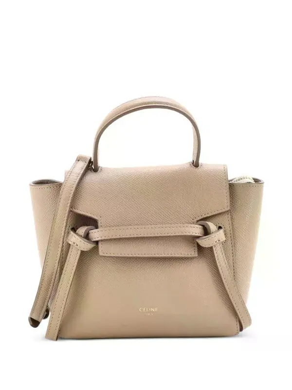 Celine Belt Bag Textured Leather Pico Shoulder Bag - Neutrals