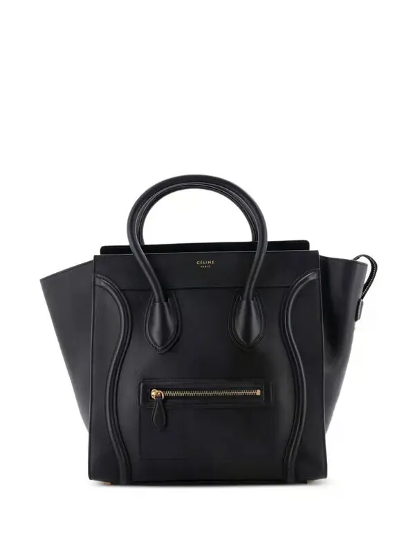 Celine Luggage Smooth Leather Mini Tote Bag - Black