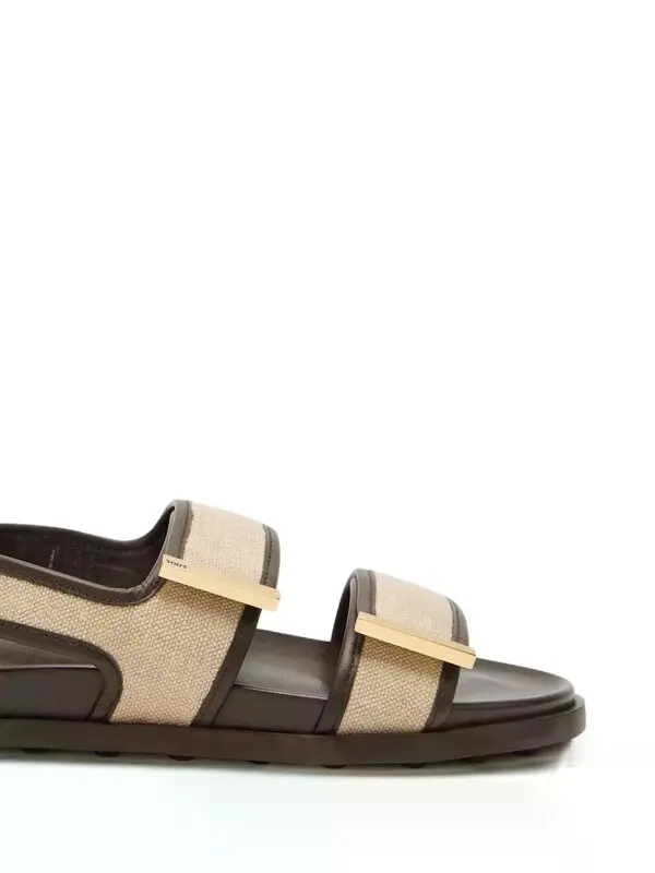 TOD'S Logo Plaque Canvas Sandals