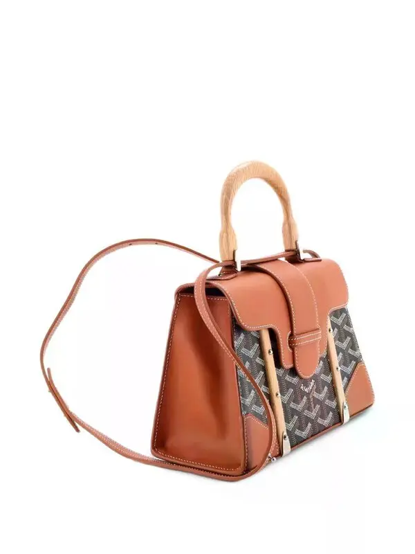Goyard Structured Saigon Top Handle Bag Coated Canvas With Leather Mini Satchel - Black