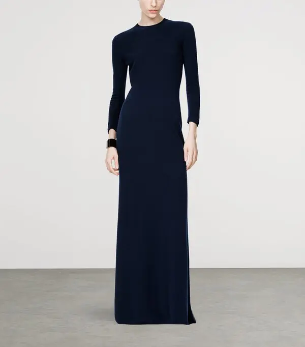 TOM FORD Cashmere-silk Blend Sheer Back Maxi Dress - Navy