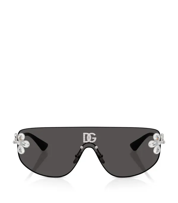 Dolce & Gabbana Crystal Embellished Visor Sunglasses - Silver