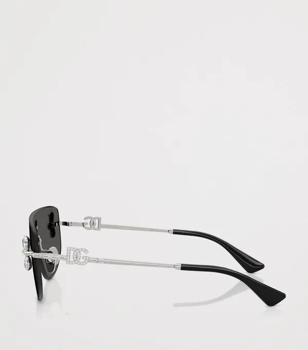 Dolce & Gabbana Crystal Embellished Visor Sunglasses - Silver