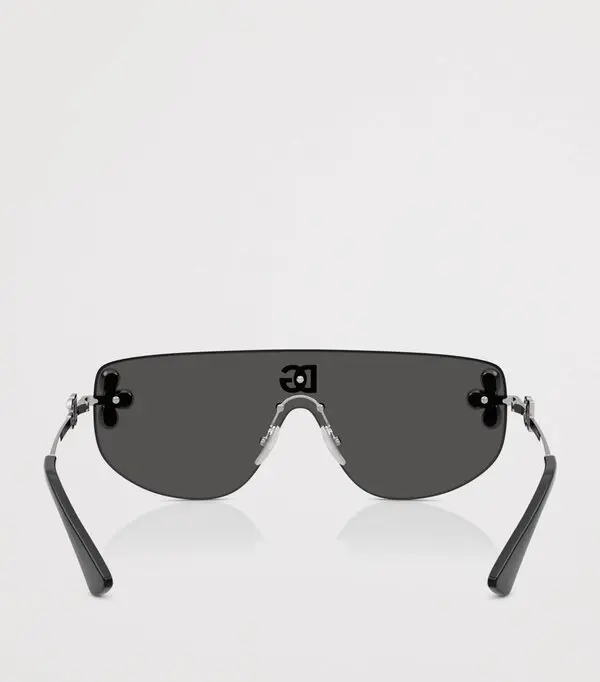 Dolce & Gabbana Crystal Embellished Visor Sunglasses - Silver