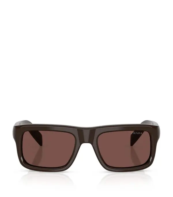 Prada Acetate Square Frame Sunglasses - Brown