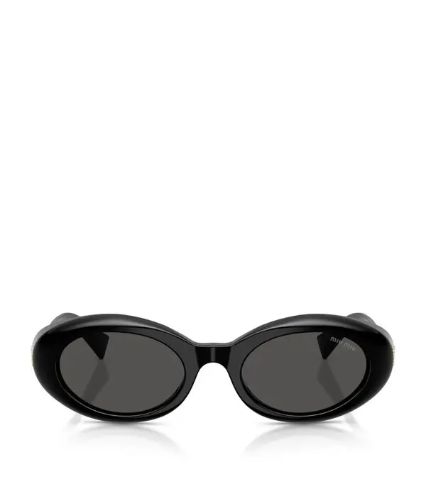 Miu Miu Oval Wrap-around Sunglasses - Black