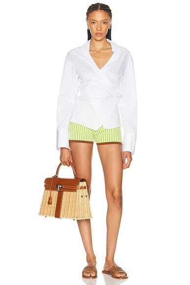 SIMONMILLER Anya Poplin Wrap Top - Macadamia