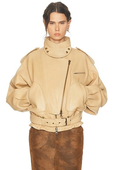 Isabel Marant Étoile Farza Leather Jacket - Beige