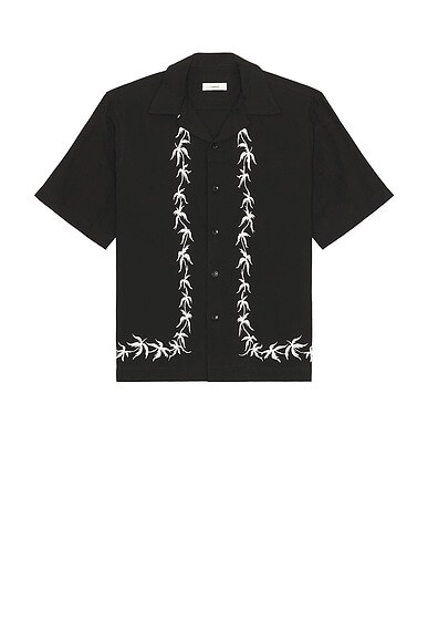 Commas Palm Embroidery Bowling Shirt