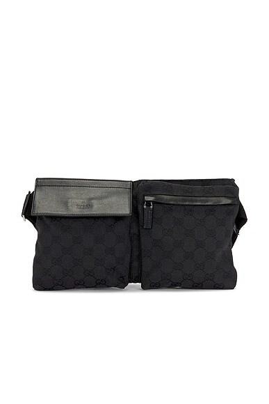Gucci Gg Canvas Double Pocket Belt Bag - Black