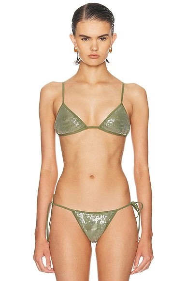 TROPIC OF C Sequin Equator Bikini Top - Fern