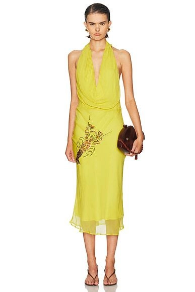 Staud Simona Sequined Graphic Dress - Citron
