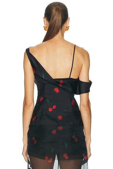 Monse Printed Silk Scarf Top - Black Multi