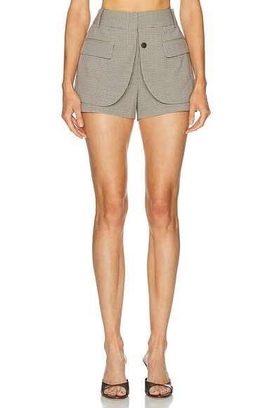 Monse Checked Tailored Shorts - Brown Multi