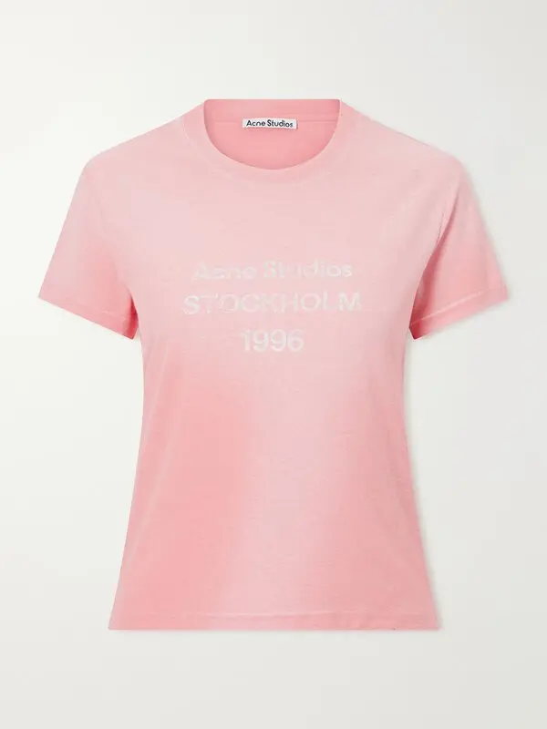 Acne Studios Etza 1996 Logo-print Cotton And Hemp Blend T-shirt - Pink