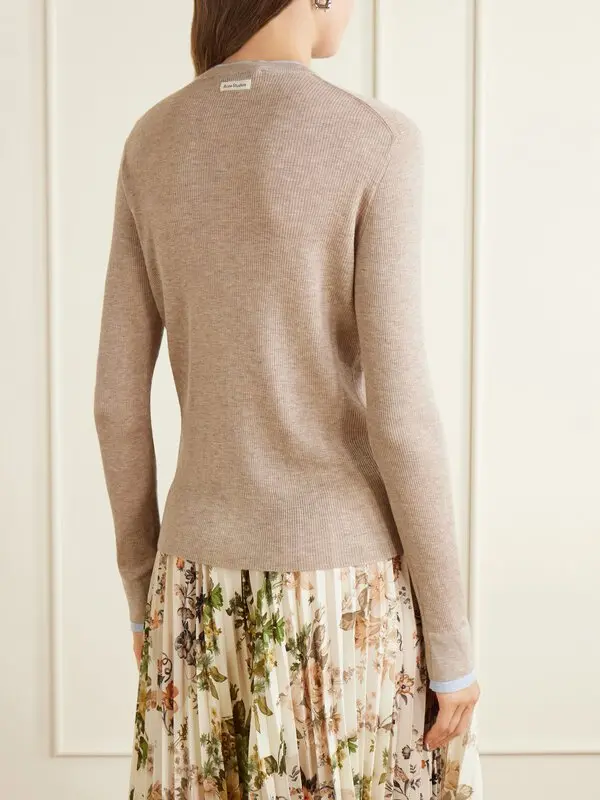 Acne Studios Kalet Layered Ribbed-knit Cardigan - Neutrals